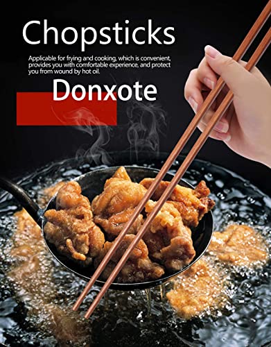 Donxote Cooking Chopsticks, Extra Long Wooden Kitchen Frying Chopstick 16.5 Inches - Brown(6-Pairs)