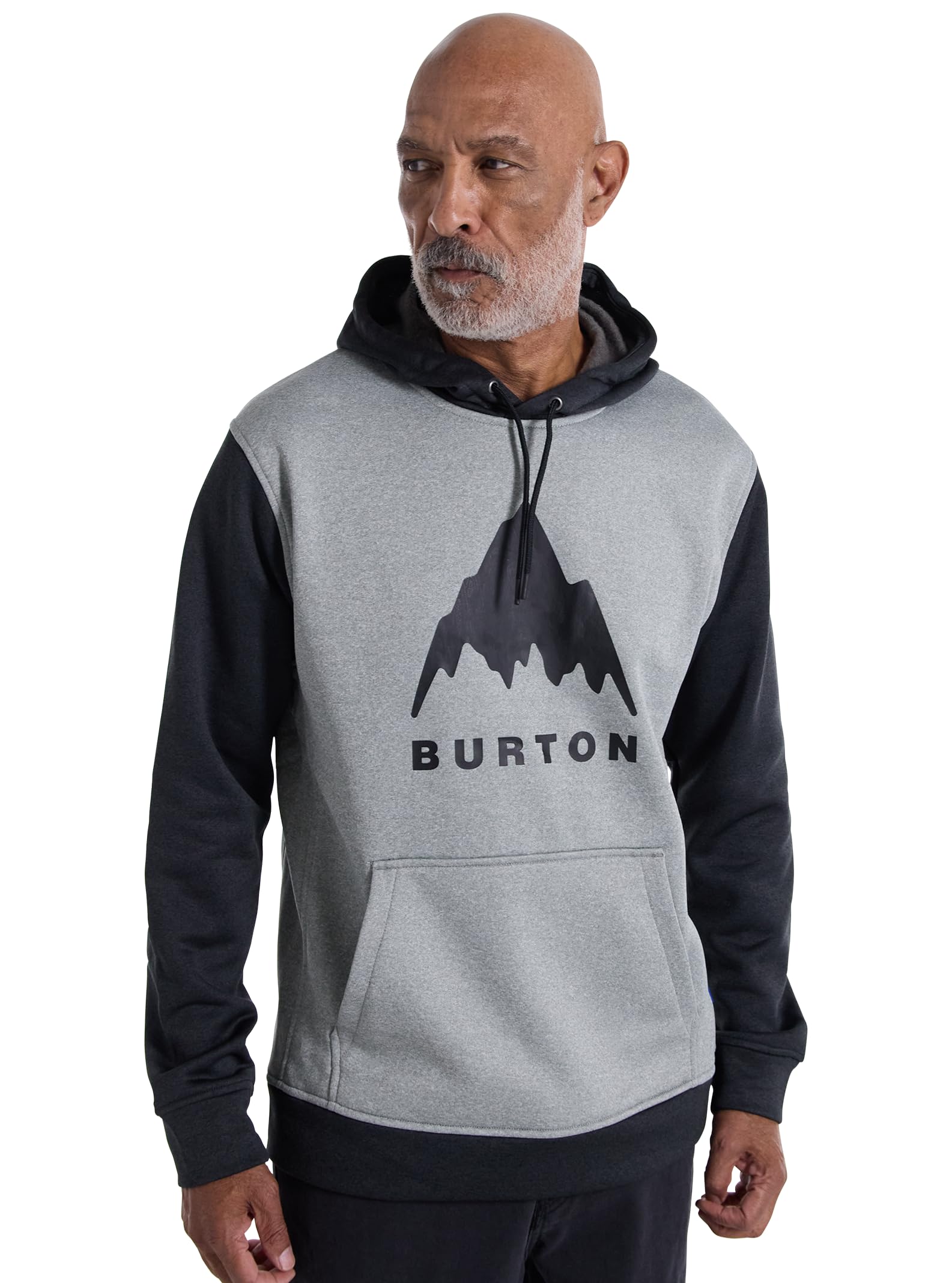 Burton Men's Oak Pullover Hoodie, Gray Heather/True Black, L