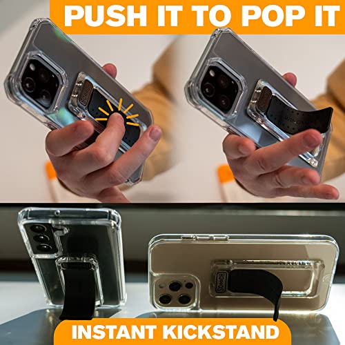 Scooch Wingback | Pop Up Phone Grip, Stand, and Car Mount for Smartphones [Two-Way Stand] Compatible with Any Smartphone and Most Cases, Works with Magnetic Car Mounts (Clear)