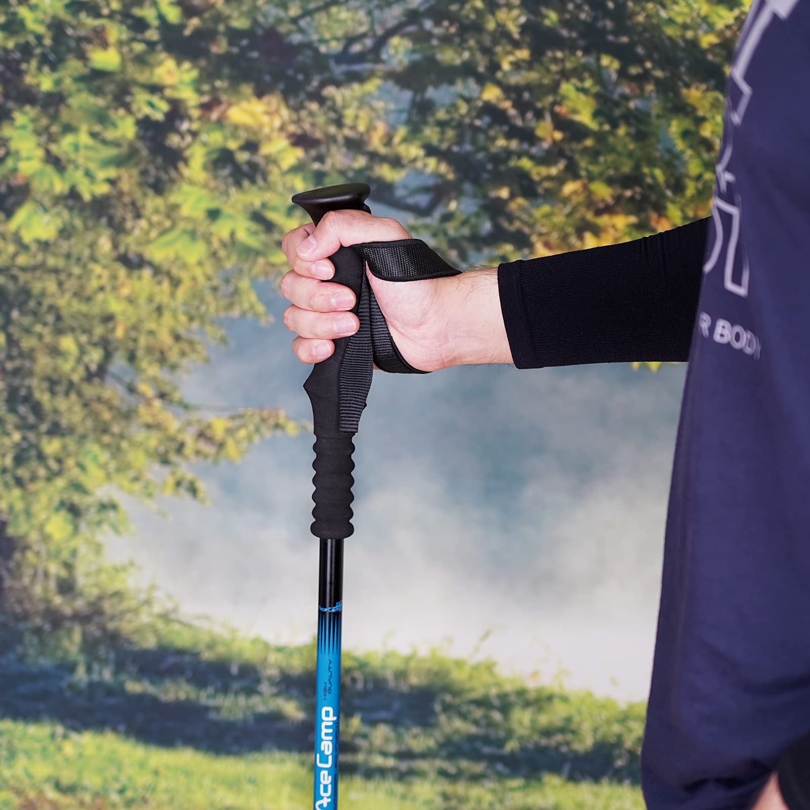 AceCamp Ultralight Trekking Poles Pair, Anti-Shock Telescoping Walking Stick for Hiking, Lightweight and Durable 7075 Aluminum 2-Pack (Yellow, EVA Handle)