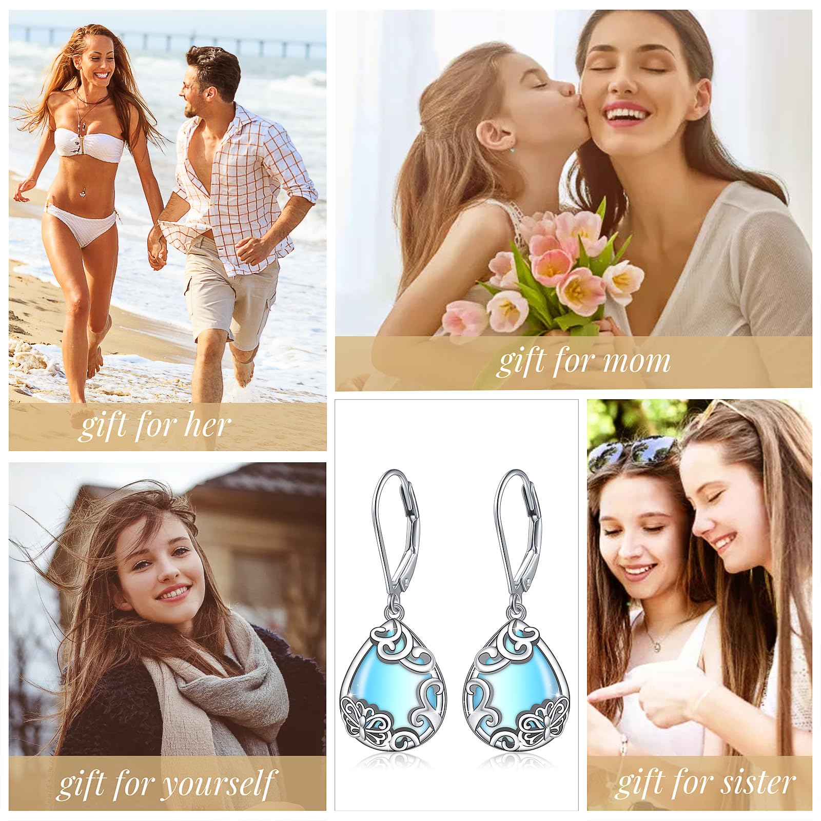 925 Sterling Silver Teardrop Earrings Leverback Dangle Drop Earrings for Women Jewelry Gifts for Mother's Day