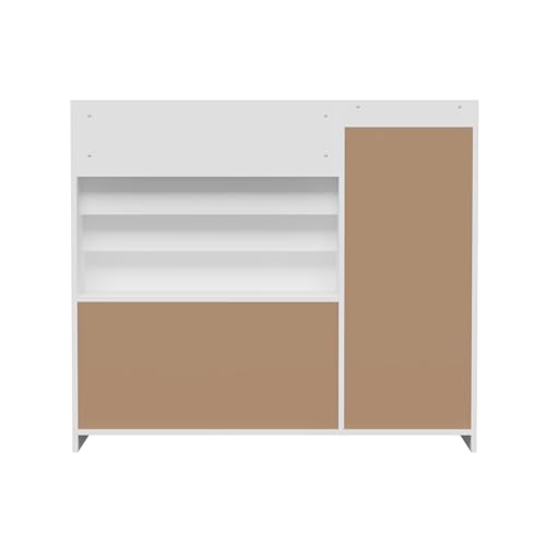 AOCOROE Kids Bookshelf, Wooden Bookcase, Toy Storage Cabinet Organizer with 4-Tires Bookshelf, Book Organizer with 3 Collapsible Fabric Drawers