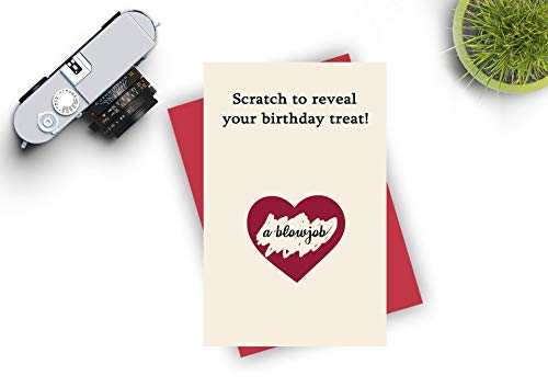 Scratch Birthday Card, Funny Naughty Birthday Card for Boyfriend Husband Fiance Wife Girlfriend