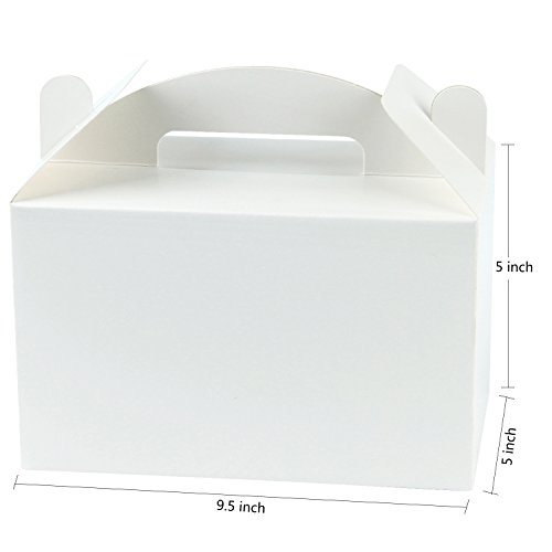 LaRibbons 12 Pack Treat Gift Boxes - 9.5 x 5 x 5 inches White Paper Box Recycled Kraft Gift Box with Stickers, Perfect for Birthday, Party, Wedding