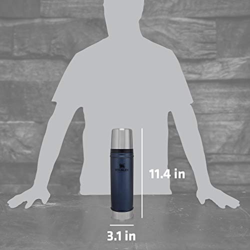 Stanley Classic Vacuum Insulated Wide Mouth Bottle - BPA-Free 18/8 Stainless Steel Thermos for Cold & Hot Beverages β Keeps Liquid Hot or Cold for Up to 24 Hours, Nightfall, 20 oz