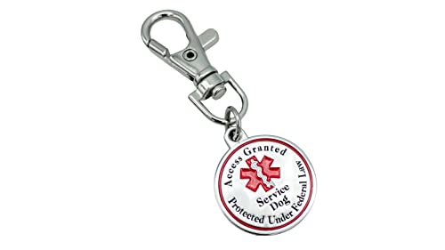 December Pets Service Dog Tag Double Sided Red Medical Alert Symbol Medal for Small Dogs Use for Collars Harness Vest Easy to Switch Pet ID