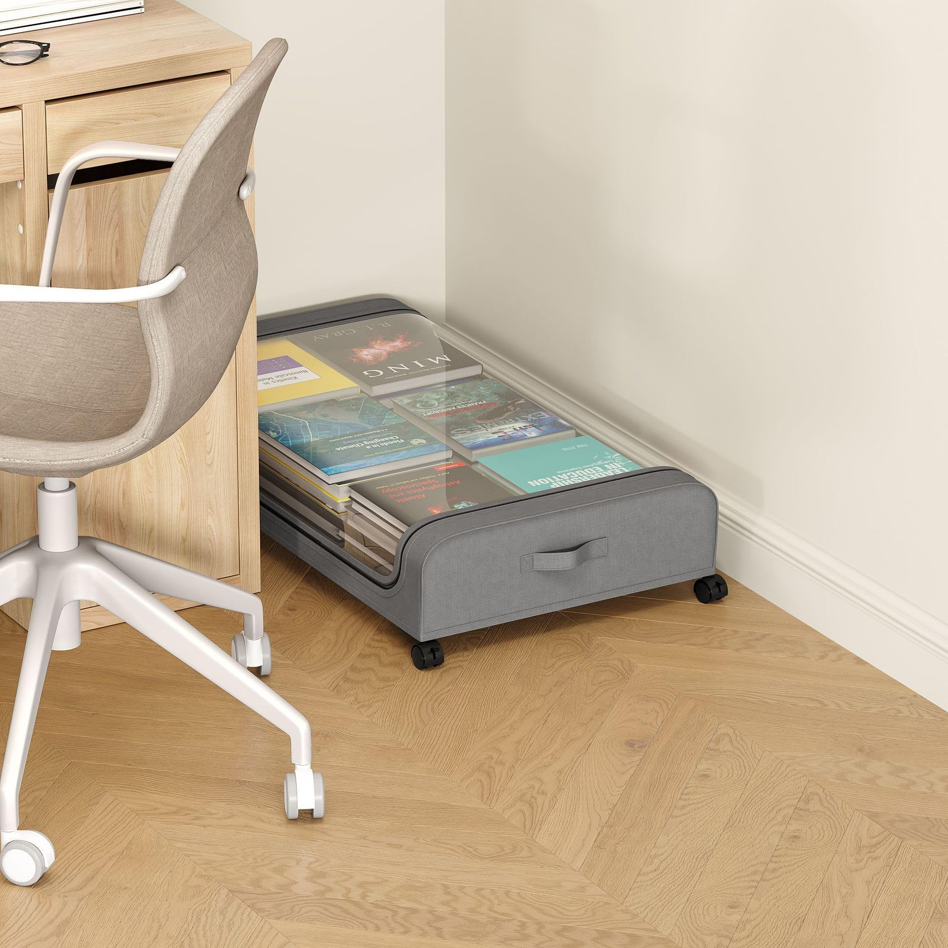 Longzhuo Under Bed Storage with Wheels, Under Bed Storage Containers, Rolling Under Bed Storage, Dustproof Under Bed Shoe Storage, Organization and Storage for Clothes, Shoes