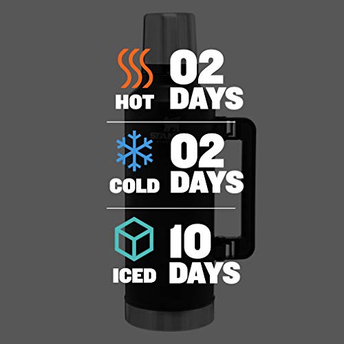 Stanley Classic Vacuum Insulated Wide Mouth Bottle - BPA-Free 18/8 Stainless Steel Thermos for Cold & Hot Beverages – Keeps Liquid Hot or Cold for Up to 24 Hours – Matte Black, 2.5qt
