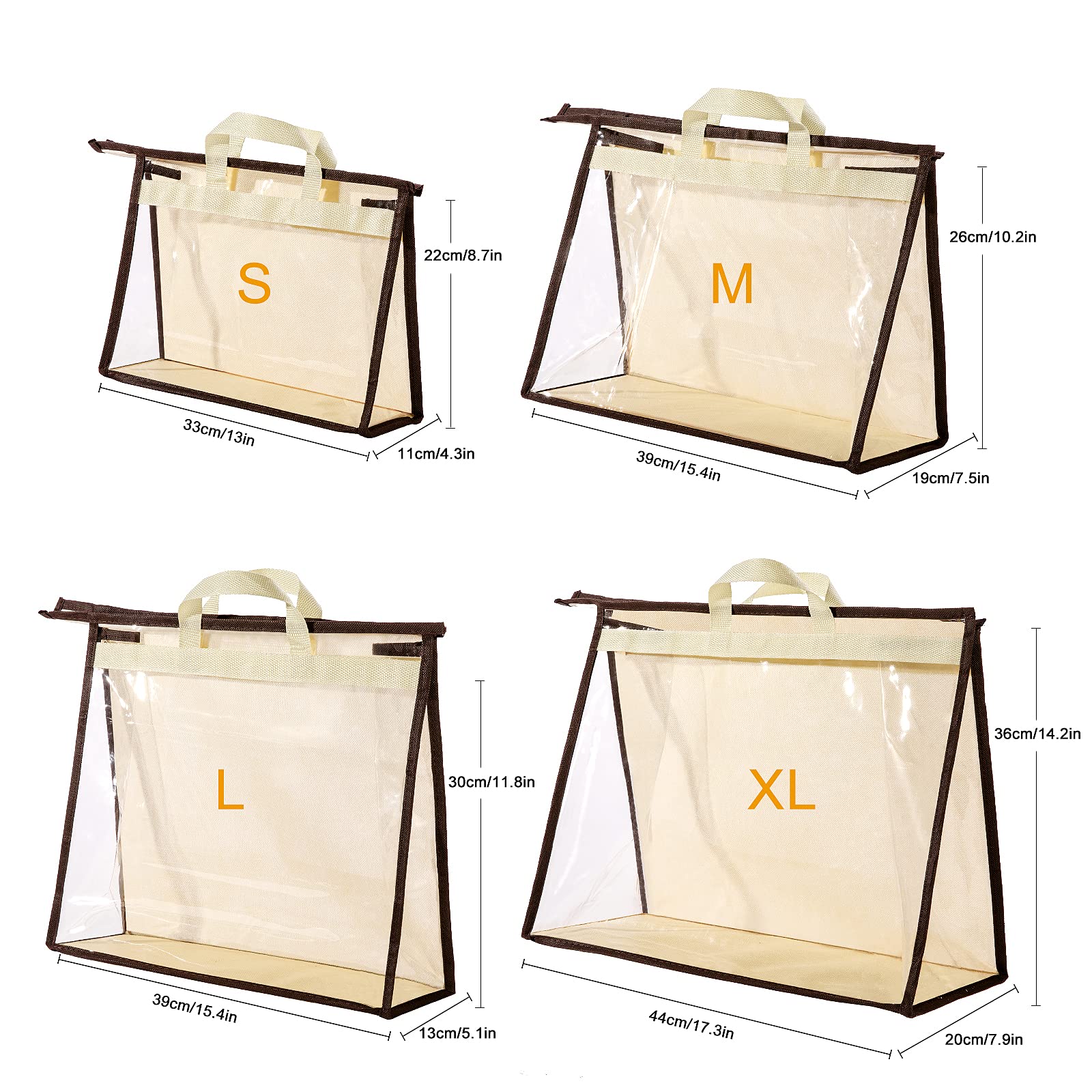 CINPIUK Clear Handbag Storage Bags Purse Organizer for Closet, Zipper Hanging Storage Bag for Handbags, XL, 2PCS