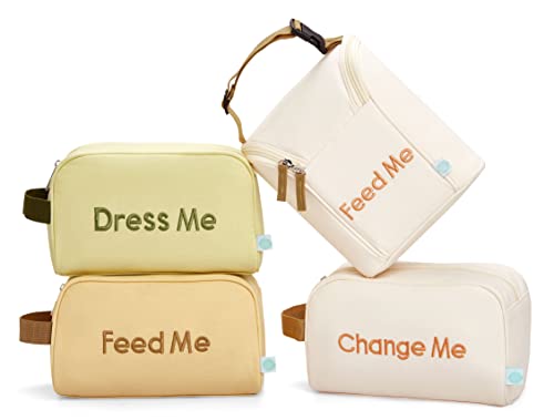 Easy Baby - Diaper, Bottle, and Supplies - Organizer Pouches - Change, Feed, and Dress Me (4 Pack Sedona) | Organizing Packing Tote Cubes for Baby Items | Good for Travel and Keeping Organized