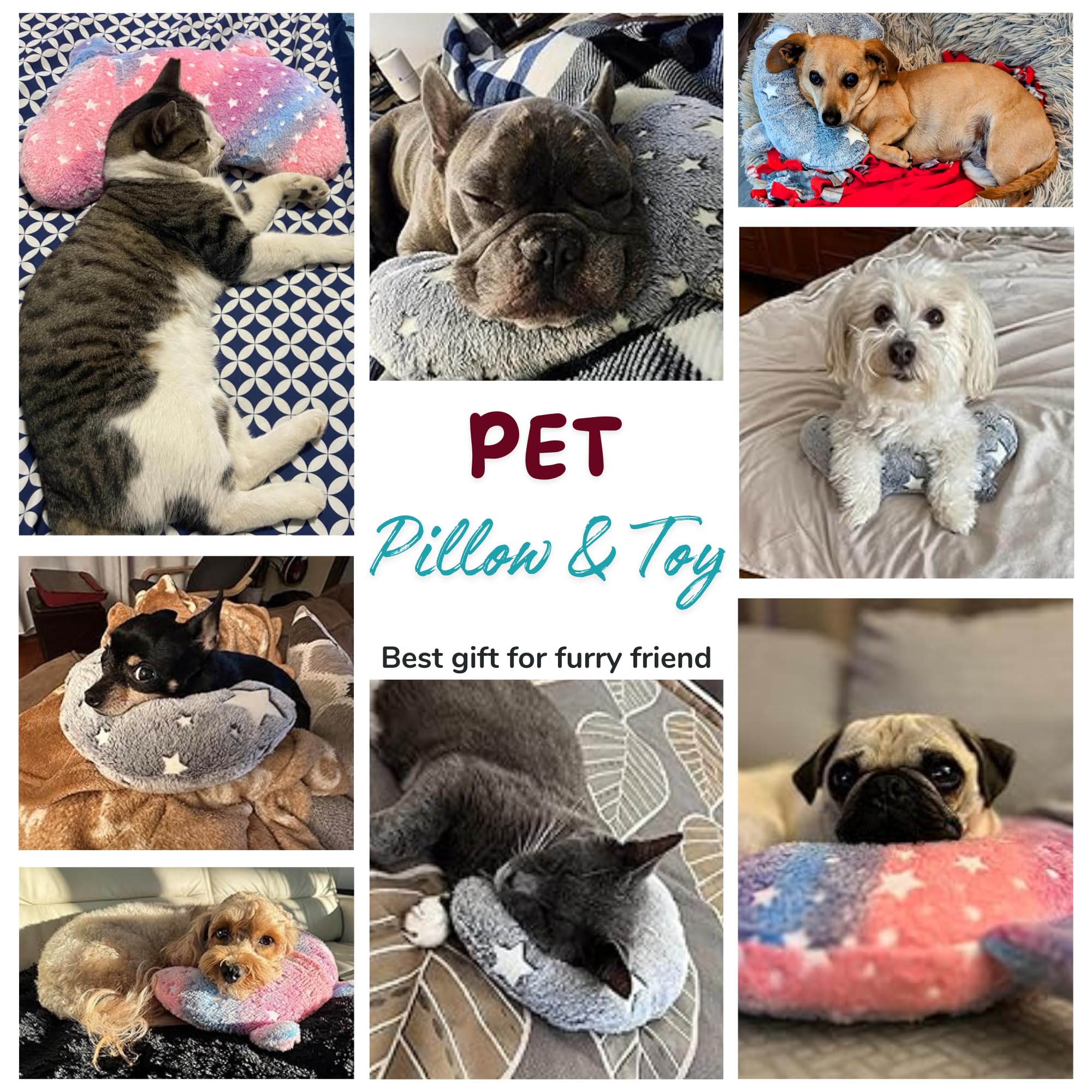 POMESEA Dog Calming Pillow, Dog Neck Pillow Soft Fluffy Pet Calming Toy Half Donut Cuddler, U-Shaped Pillow for Pet, Joint Relief Sleeping Improve (Large, Gray)