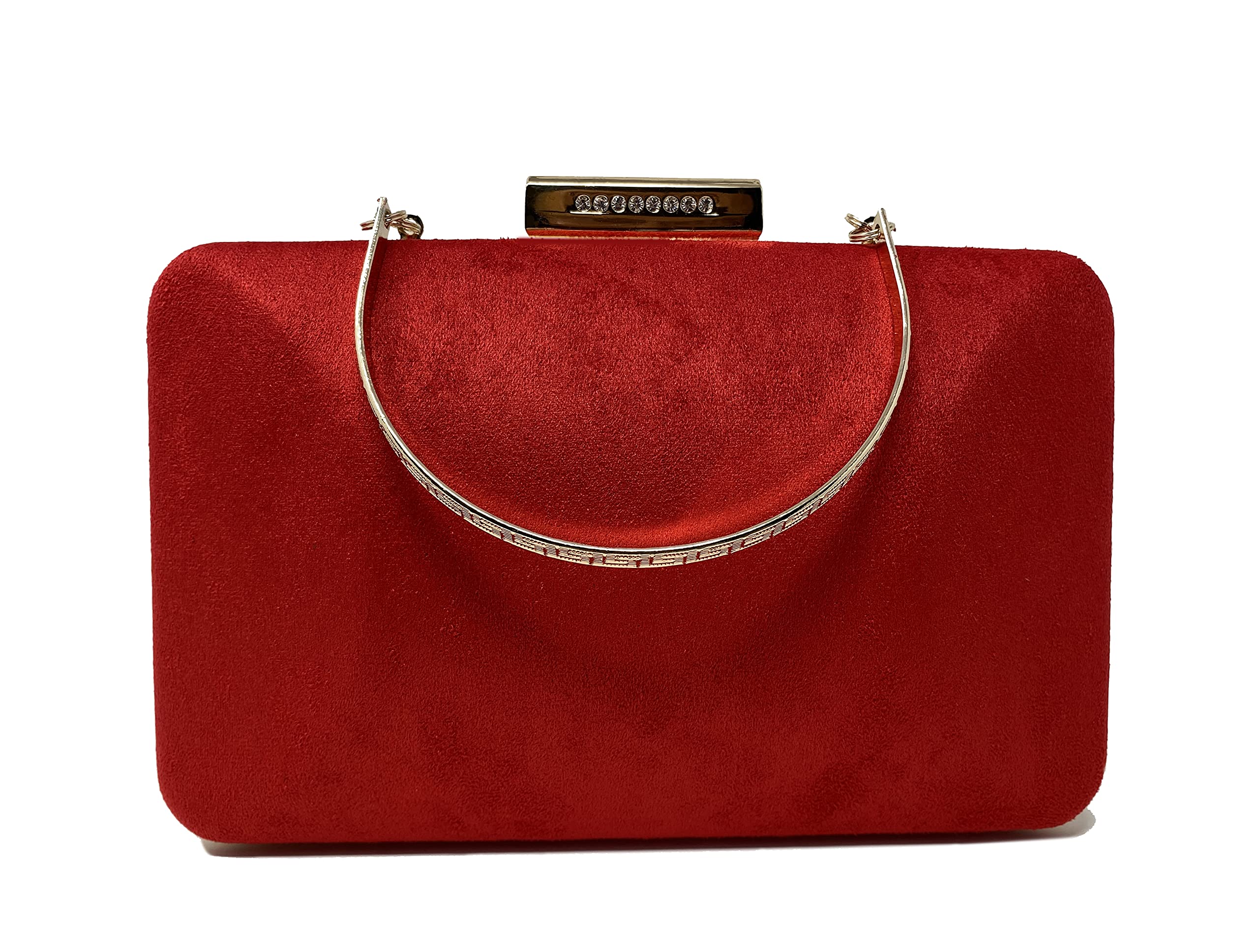 Cirilla Women Velvet Evening Bag Clutch Purse Crossbody Bag With Handle and Chain for Wedding Cocktail Party Banquet (Red)