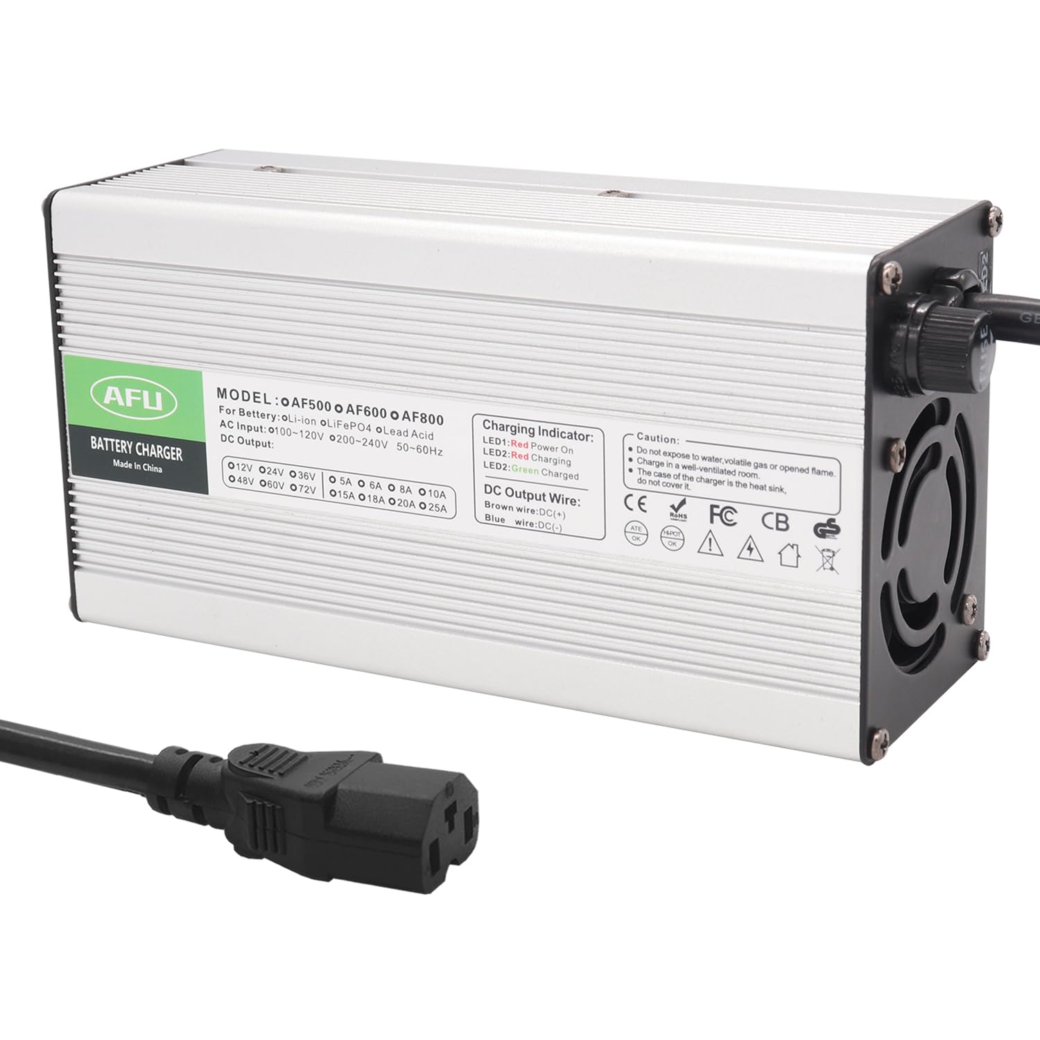 67.2V 10A Li-ion Battery Smart Charger Fully with Cooling Fan Used for 16S 60V Li-ion Battery 60V Charger