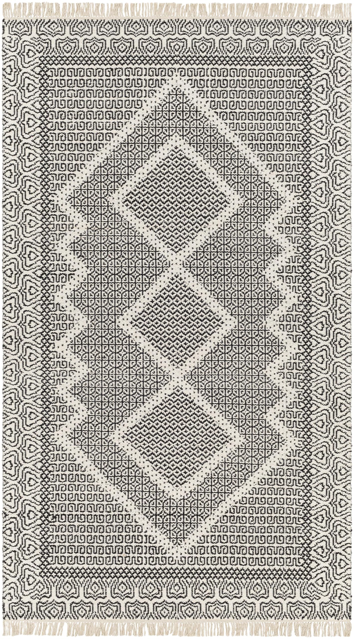 Mark&Day Wool Rugs, 6x9 Nishnabotny Cottage Dark Gray Area Rug, Grey Beige Carpet for Living Room, Bedroom or Kitchen (6' x 9')