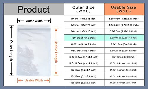 Self Seal Plastic Pack Zipper Lock Bags Clear PVC Antitarnish Jewelry Rings Earrings Packing Storage Pouch for Zip Transparent Anti-oxidation Lock Poly Pouch (100, 7x11cm (2.7x4.3 inch))