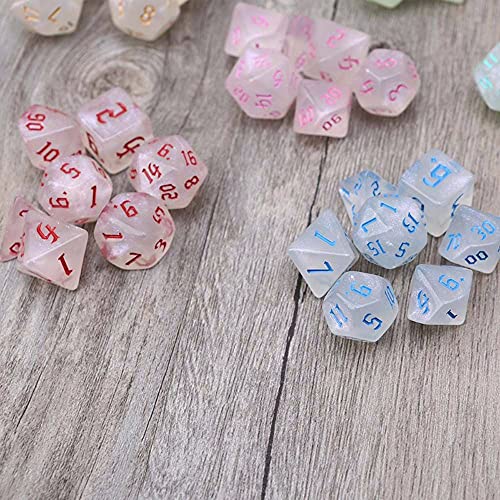 7 Pcs/Set DND Polyhedral Dice Set Resin Dice Desktop Game Table Board Game Toy for Roleplaying Games Dungeons and Dragons-Wonderland(red)