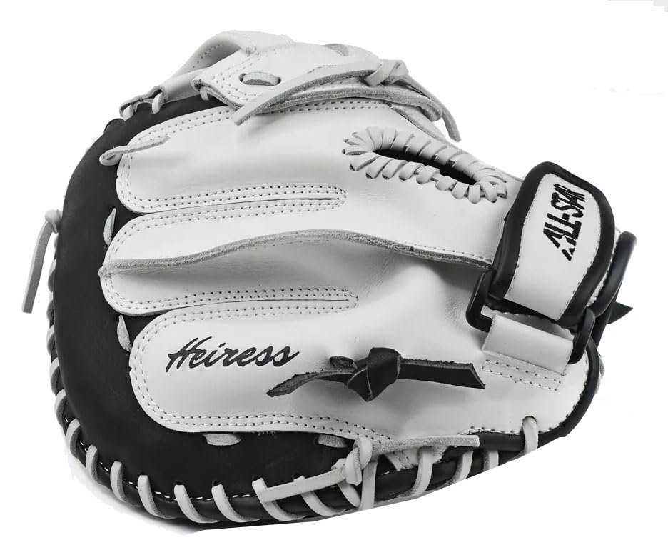All Star Womens Heiress 34" Fastpitch Softball Catchers Mitt 1 Piece White/Black 34 Right Hand