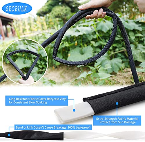 Secbulk Flat Soaker Hose for Garden Beds 10 25 50 75 ft, 75" Short Linkable Drip Irrigation Hose Save 80% Water, Leakproof Double Layer Collapsible Fabric Flexible Trickle Hose with Holes