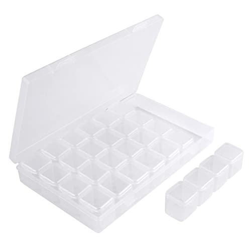 Segbeauty Gem Organizer, Clear Bead Container 28 Compartments with Secure Lids, Removable Tiny Jewelry Storage Box, Transparent Jewelry Organizer for Seeds Craft Making Accessories