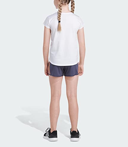 adidas Girls' Little Elastic Waistband 3 Stripe Mesh Short, Shadow Navy, Small (7/8)