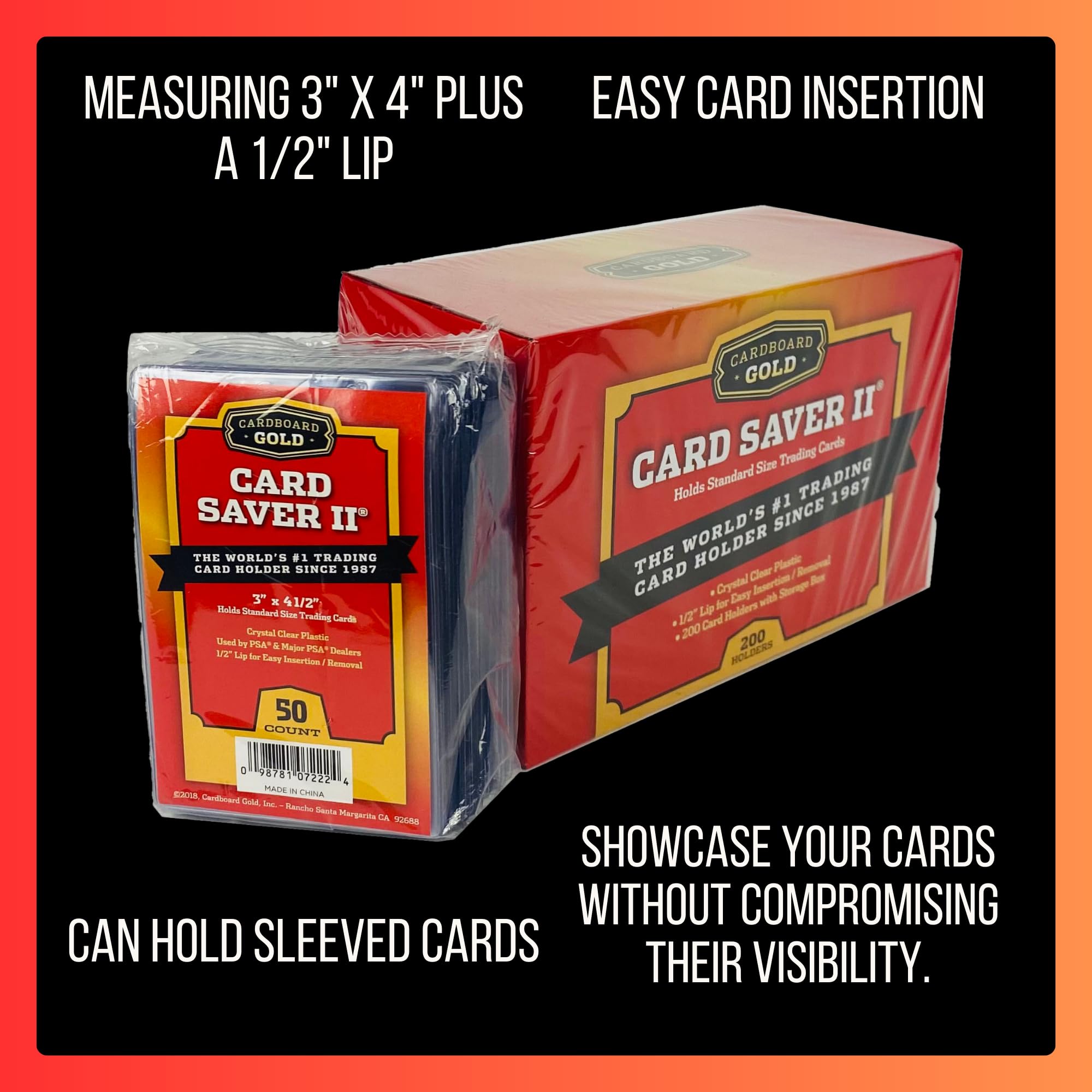 Card Saver 200 Cardboard Gold 2 Semi-rigid Card Holders