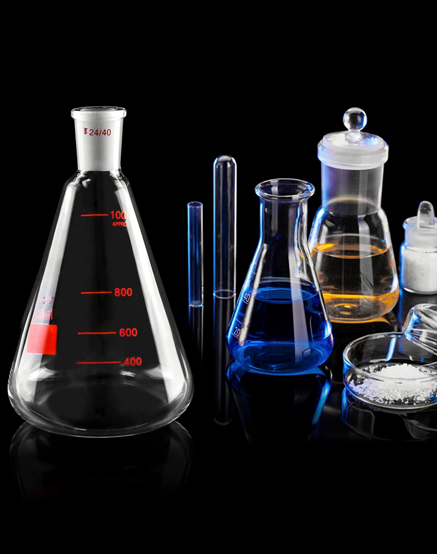 QWORK 250ml Glass Buchner Filtering Funnel and 1000 ml Erlenmeyer Flask, Thick Wall Flask with 24/40 Outer Joint