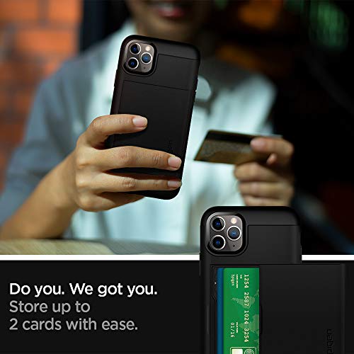 Spigen Slim Armor CS Compatible with iPhone 11 Pro Max Case, 2-Piece Card Slots TPU Mobile Phone Case for iPhone 11 Pro Max Case Black 075CS27139