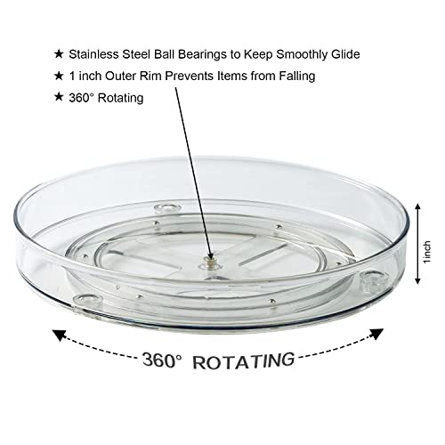Lazy Susan Turntable Food Storage Container for Cabinets, Pantry, Refrigerator, Countertops, BPA Free - Spinning Organ-izer Rack for Spices, Condiments, Baking Supplies - 9" Round,Clear