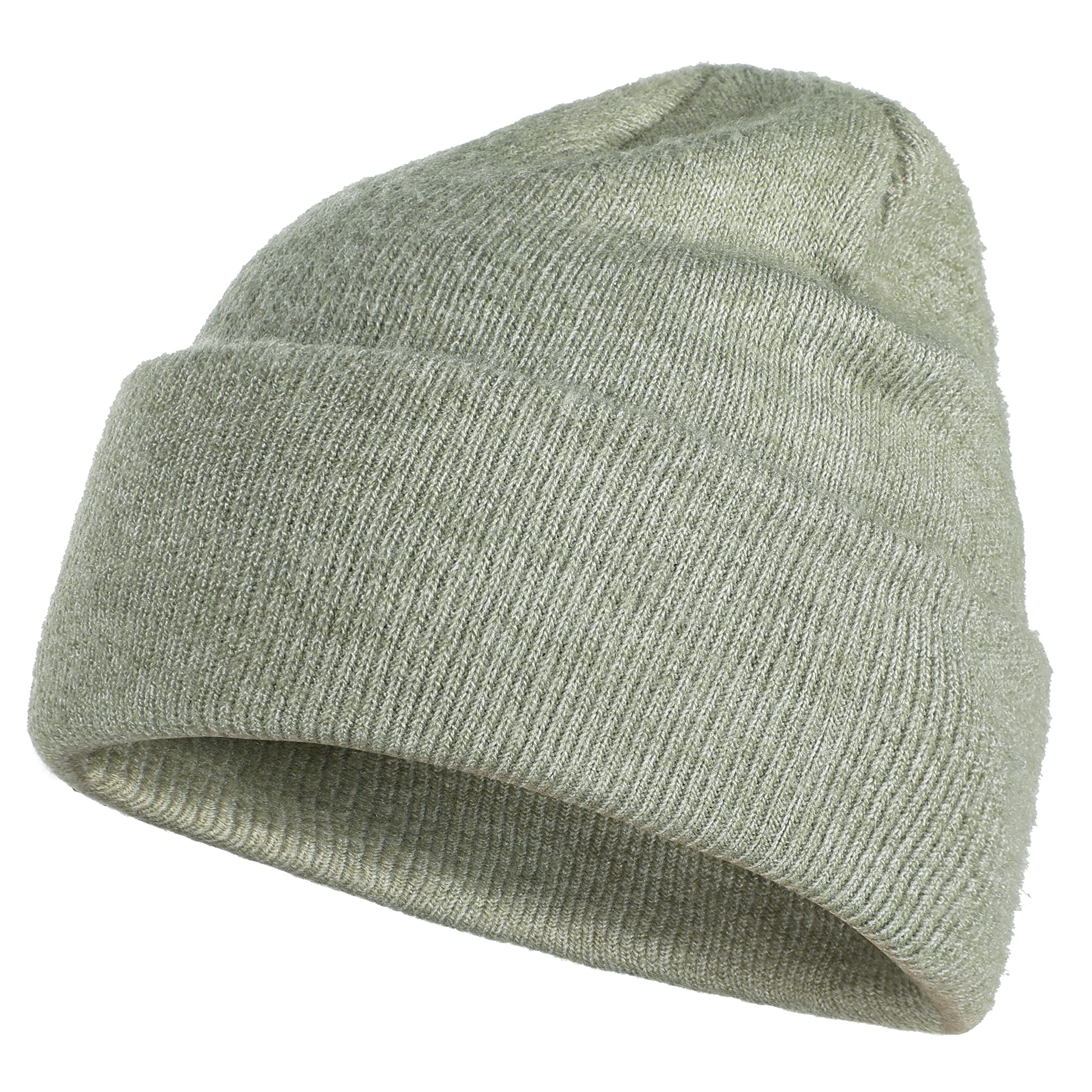 Achiou Knit Womens Beanie Hat, Men Winter Ski Hat, Warm Cuffed Beanies, Soft Slouchy Plain Knitted Skull Cap Unisex Beige