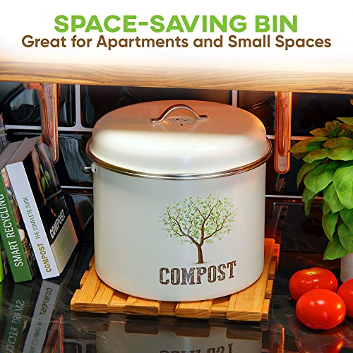 Third Rock Kitchen Compost Bin Countertop β 1.0 Gallon Compost Bucket for Kitchen β Small Compost Bin β Compost Bin Kitchen Counter - Countertop Compost Bins for Kitchen Includes Charcoal Filter