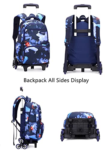 ETAISHOW Boys Girls Rolling Backpack Primary Schoolbag Galaxy-Print Kids Luggage Wheeled Rucksack with 6 Wheels