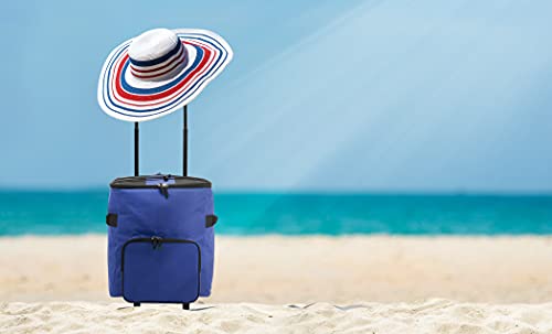 Eternal Living Collapsible Rolling Cooler with Wheels for Sand and Handle 50 Can Capacity Portable Ice Box Chest for Beach, Blue