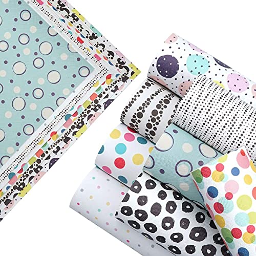 8 Pieces 8x12 Inch(21x30cm) Dots Pattern Printed Faux Leather Fabric Sheets Cotton Back for Leather Bows and Earrings Making, Each Sheet Per Pattern, in Total 8 Sheets
