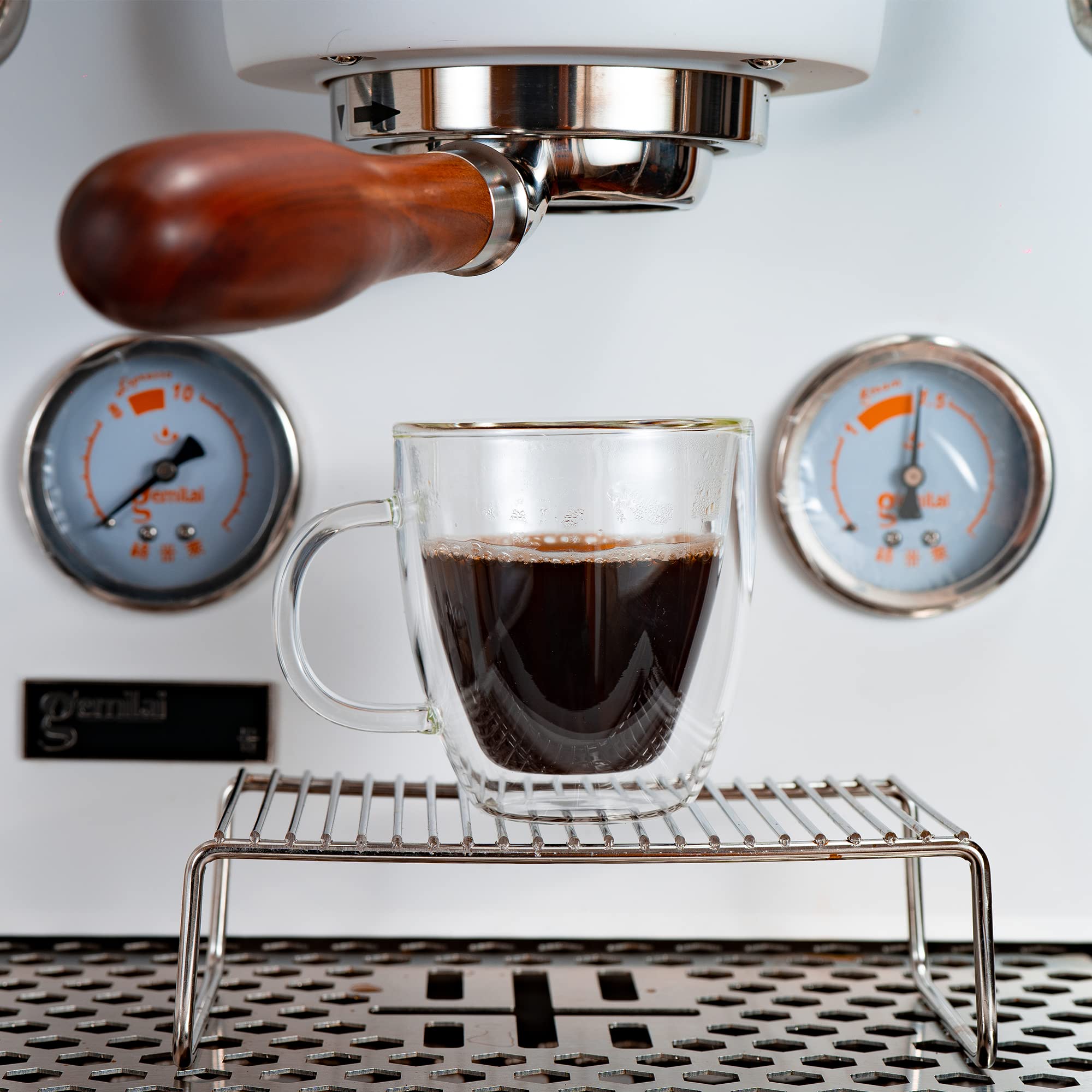 YUNCANG 5.5 oz Espresso Mugs (Set of 4), Double Wall Glass Coffee Cups with Handle Insulated Glasses Espresso Mugs