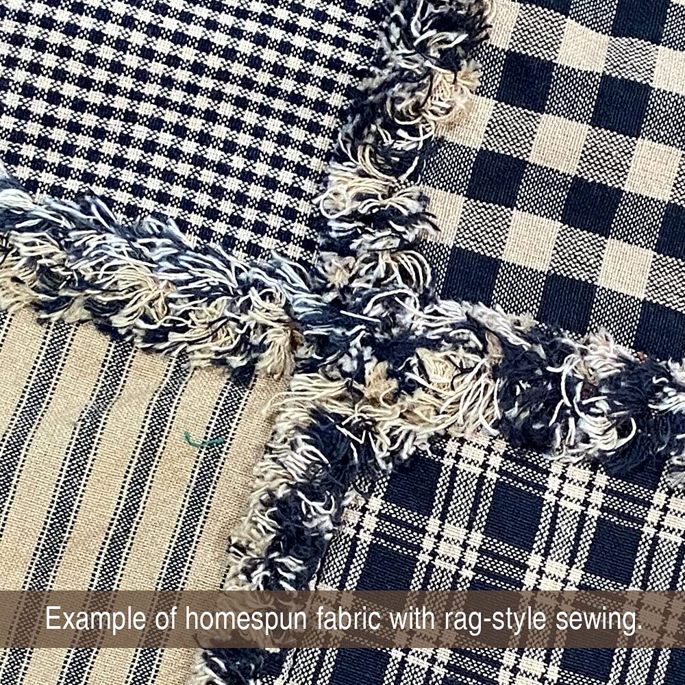 Black & Tea Dye Primitive Ticking Stripe Homespun Cotton Plaid Fabric by JCS - Sold by The Yard