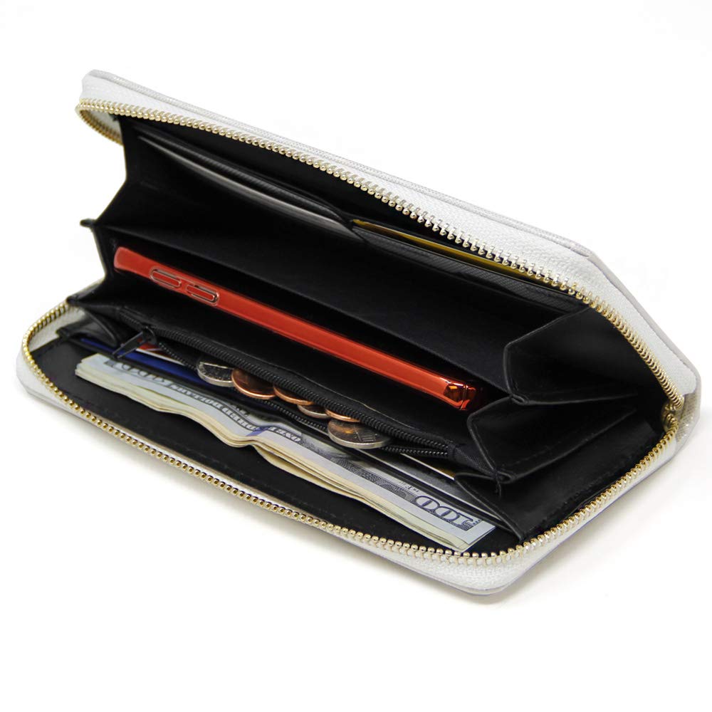 by you Women Holographic 3D Long Clutch Wallet Zipper Closure Card Slots Zippered Coin Pouch (SEASHELLS)