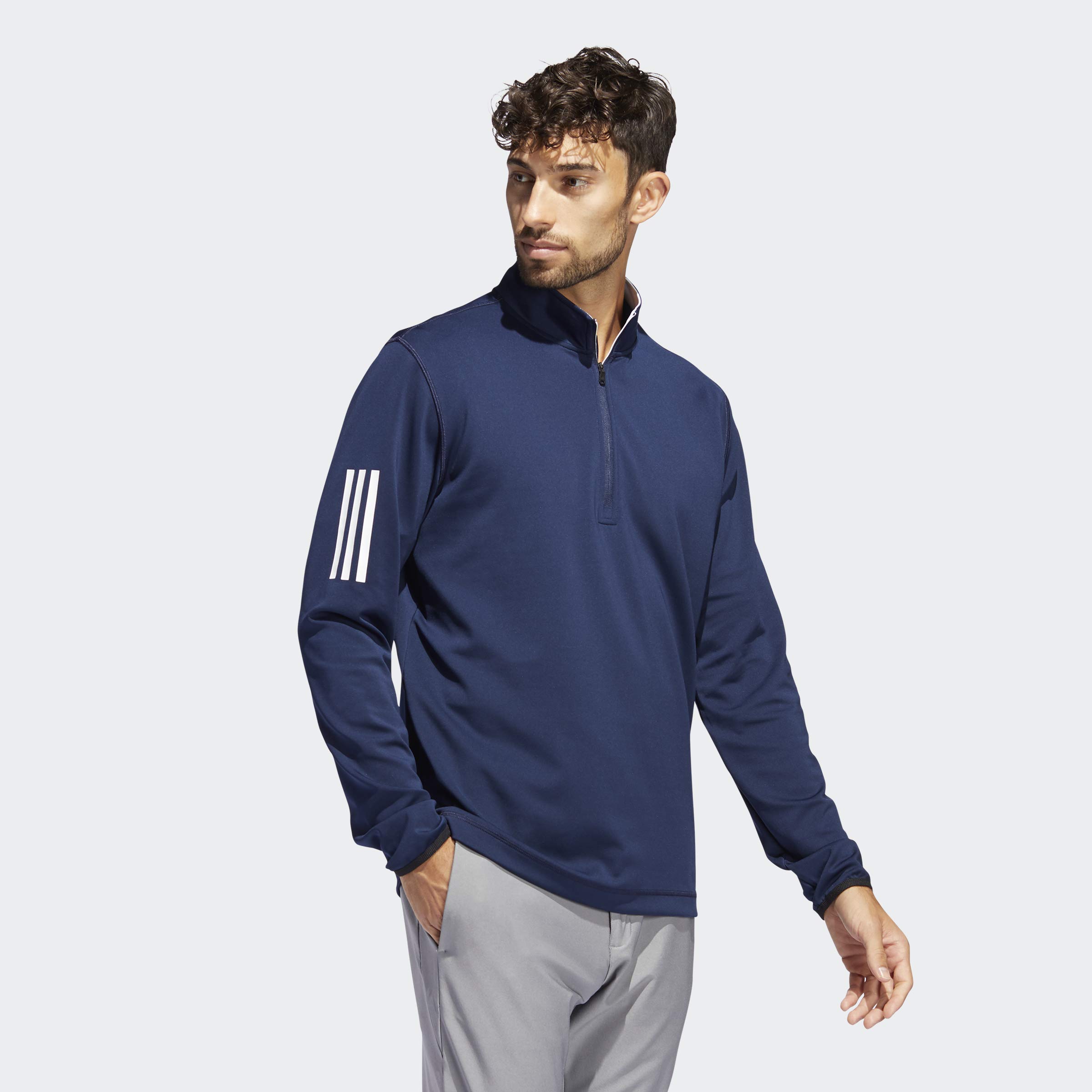 adidas Golf Men's 3-Stripe Midweight Layering Top, Collegiate Navy/White, X-Large