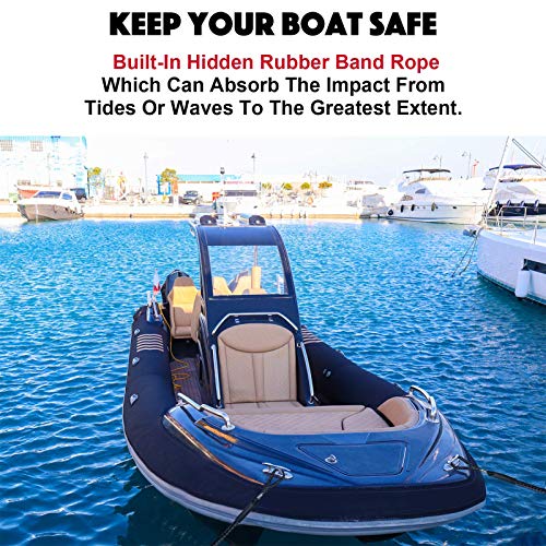 Bungee Dock Line Mooring Rope for Docking with Stainless Steel Clip Accessories for Boats PWC, Built in Snubber, Kayak, Watercraft,SeaDoo,Jet Ski, Pontoon, Canoe, Power Boat 2-Pack