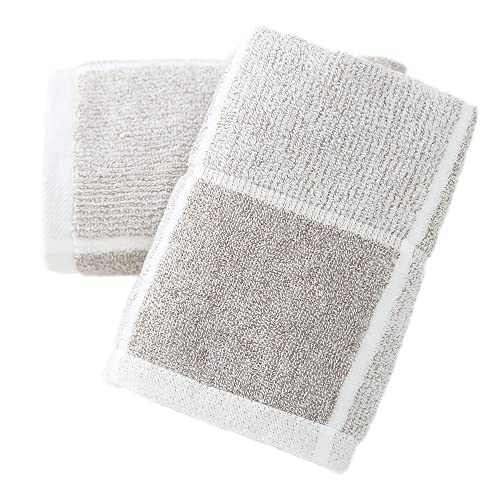 sense gnosis Summer Grey Hand Towel Set of 2 Soft 100% Cotton Checkered Pattern Terry Absorbent Decorative Hand Towel for Bathroom 13x 29 Inch