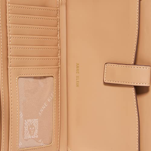 Anne Klein AK Wallet w/Wrist Strap, Truffle-Gardenia w/Petal Pink