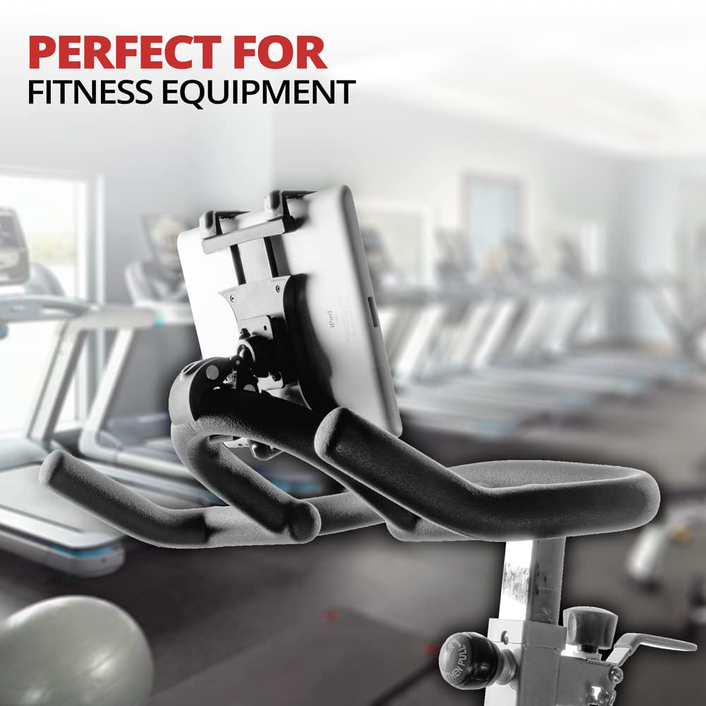 Tackform Universal Tablet Holder Compatible with Stationary Bicycle, Treadmill, Elliptical, Spin Bike, Microphone Stand, and Indoor Exercise Equipment - Compatible All Tablets Including iPad
