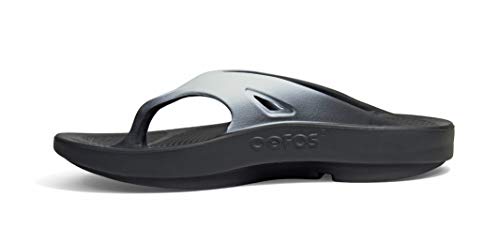 OOFOS Unisex Ooriginal Sport Thong Flip Flop,Black/Cloud White,7 B(M) US Women/5 D(M) US Men