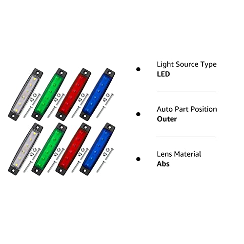 8 Pieces Marine Boat Lights 12V Led Interior Lights for Boat Deck Waterproof Boat Navigation Lights for Boat Lights Bow and Stern, Kayak Lights (Red, Blue, Green, White)