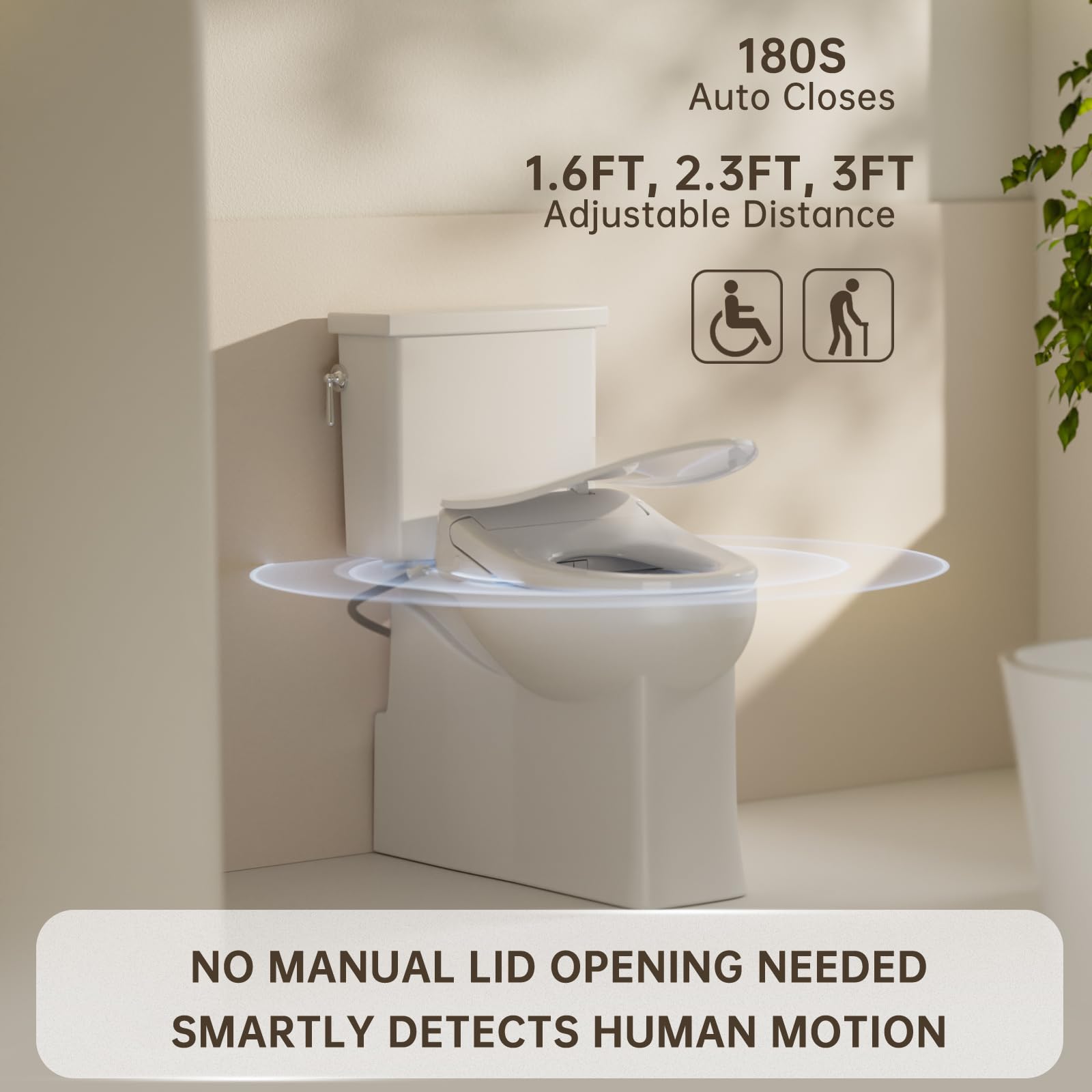 Aquatiz Auto Open Close Bidet Toilet Seat, Elongated with Endless Warm Water, Seat Heating, Night Light, Warm Air Dryer, Advanced Bidet Attachment for Toilets
