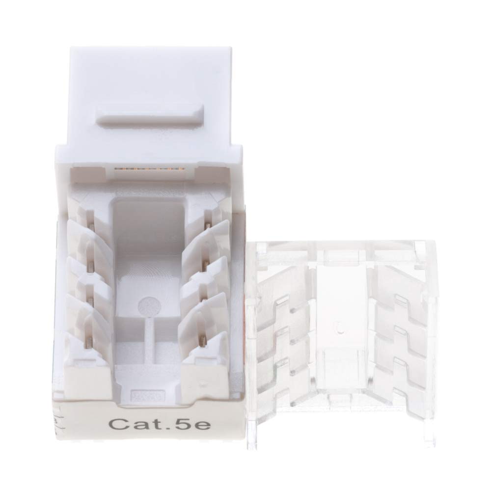 SATMAXIMUM Cat5e Keystone Ethernet Wall Jack Punch Down UTP 45-Degree (Easier Termination Than 90-Degree), RJ45 Slim Profile Speed Termination White 45° Angled (50 Pack)