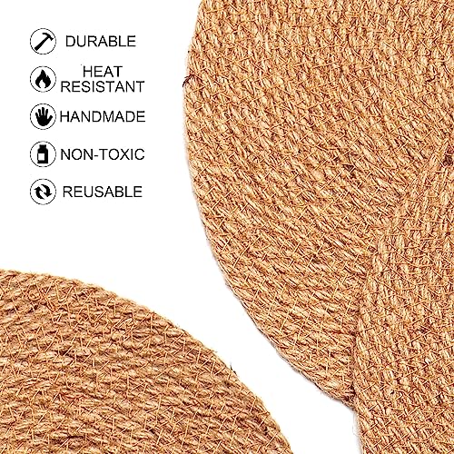 Defined Deco Round Jute Placemats Set of 8,12" Handmade Round Placemats,Woven Braided Placemats,Natural Farmhouse Place Mats,Jute Thick Hot Pads,Rustic Table Mats for Dining Table Decor,Home,Wedding.