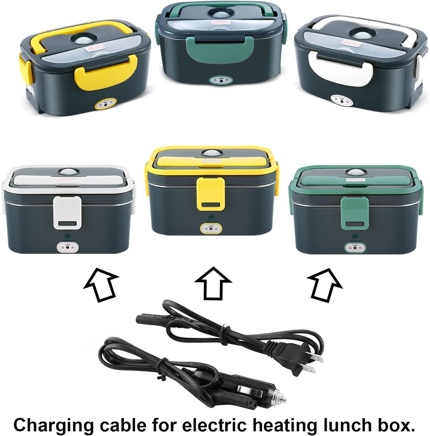 Andmenow 12/24V/Car Use, 110V Home/Office Use Portable Electric Heating Bento Box Power Cable/Electric Lunch Box Power Cord