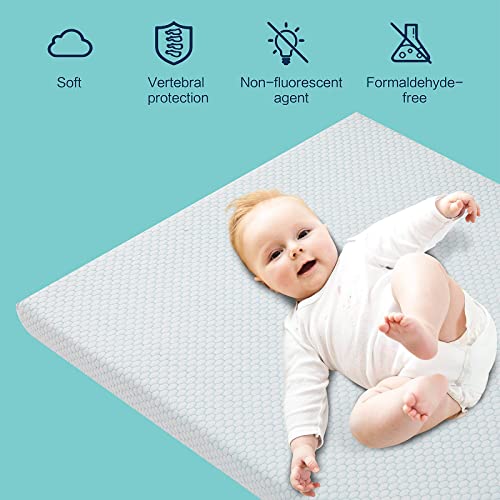 Hush Hutting Pack and Play Mattress, Portable Mattresses Topper, Memory Foam Mattress with Removable Cover, Quiet and Odorless Playard Mattress Fits Pack N Play, 38"x26"x3"