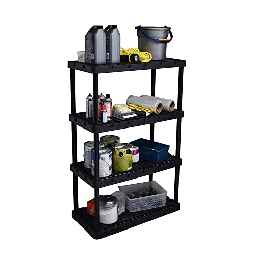 Gracious Living 4 Shelf Fixed Height Ventilated Heavy Duty Storage Unit 18 x 36 x 54 Organizer System for Home, Garage, Basement, and Laundry, Black