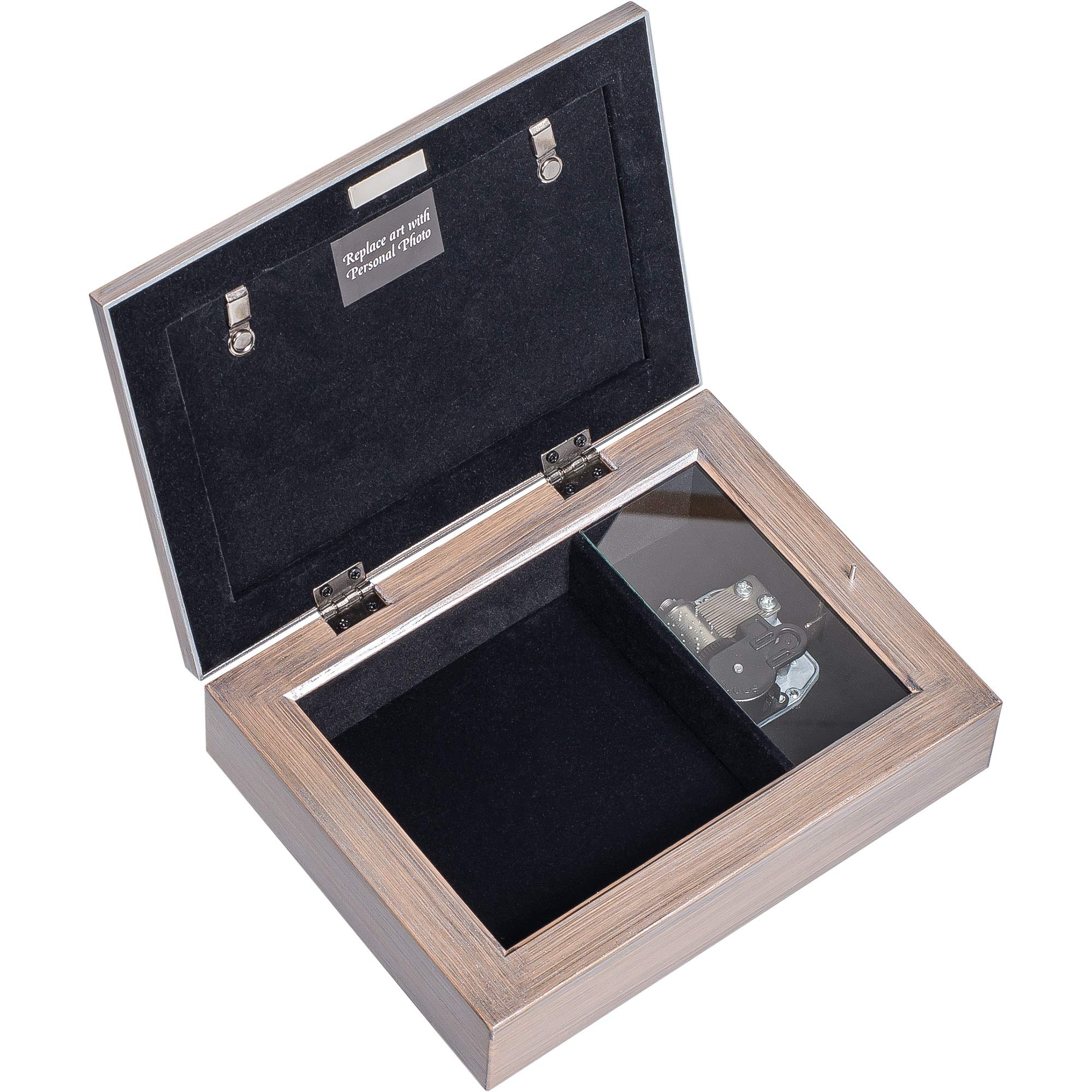 Cottage Garden Loved Unconditionally Brushed Pewter Jewelry Music Box Plays Wonderful World
